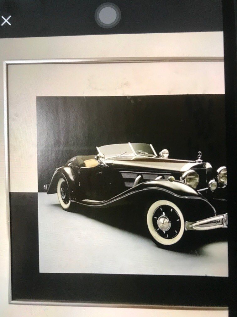 Vintage Mercedez benz art print metal framed no glass / size: 71x56cms ...