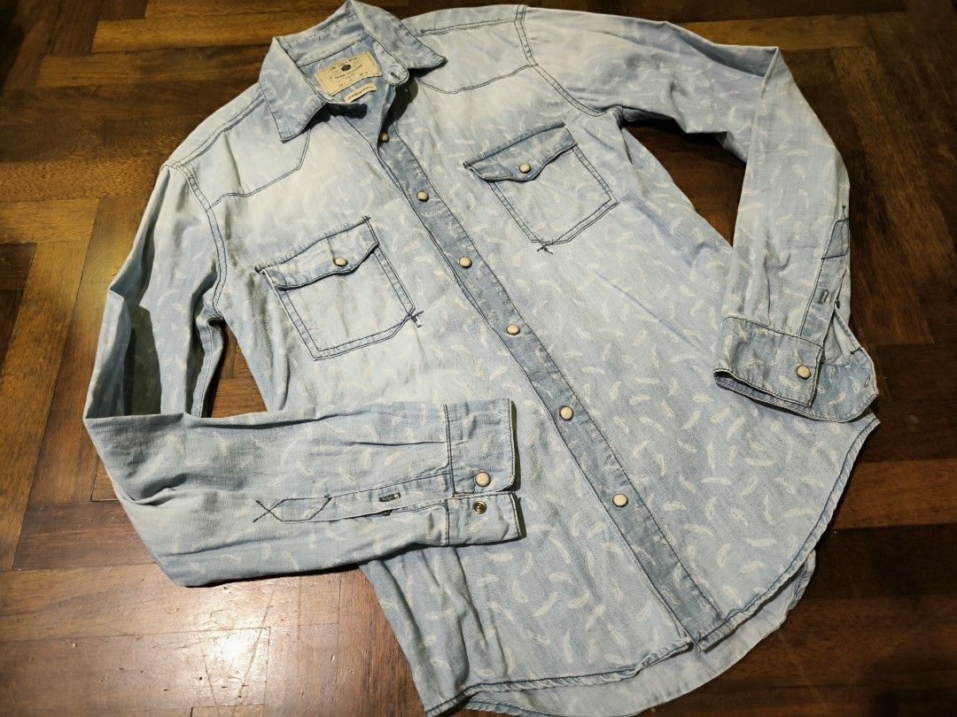 Zara Man Denim Collection Slim Fit Long Sleeves Button Shirt Men's, Men ...