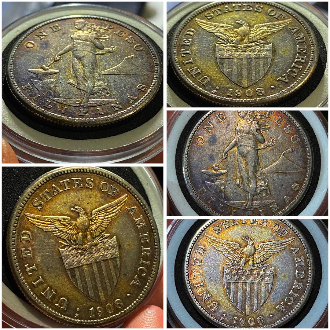 1908s One Peso USPI Coin with tone and Luster, Hobbies & Toys ...