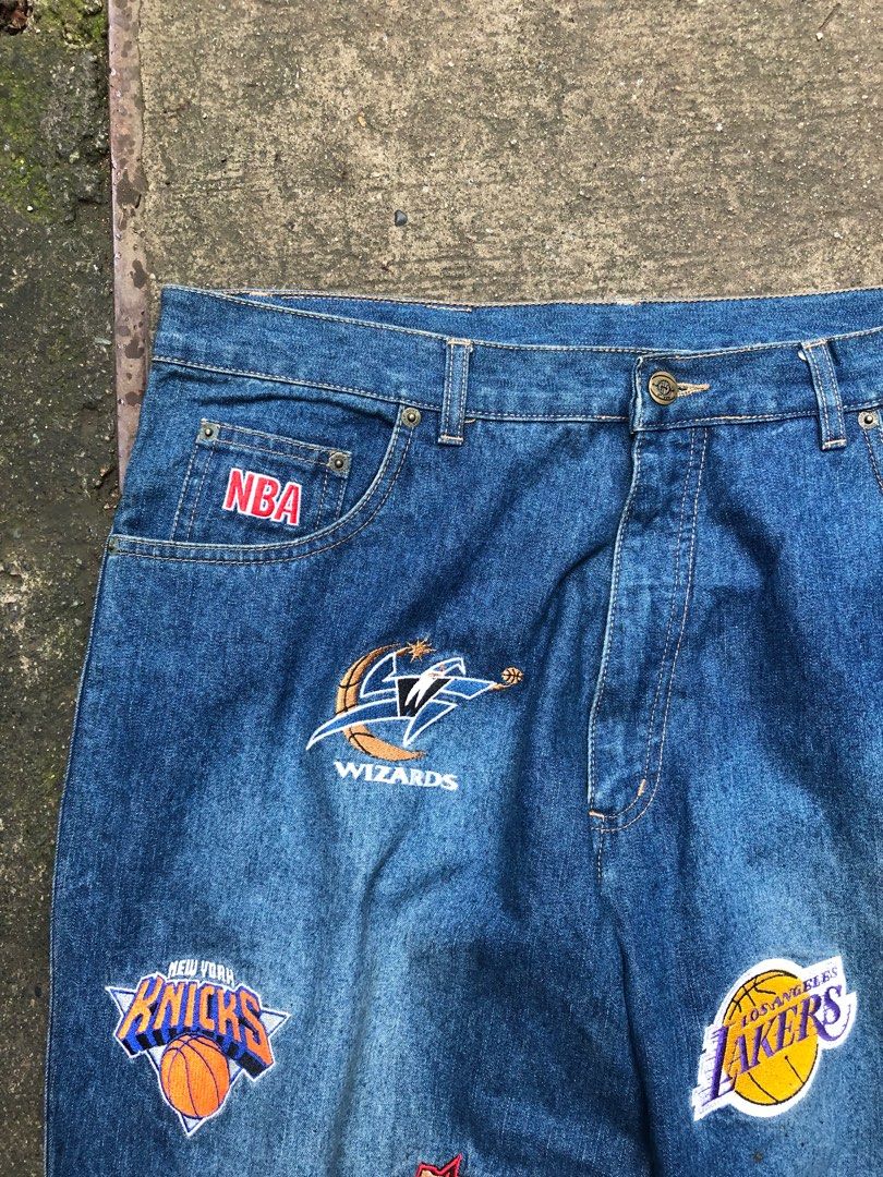 90s MENS UNK NBA BASKETBALL JEANS EMBROIDERED TEAM LOGOS, Women's ...