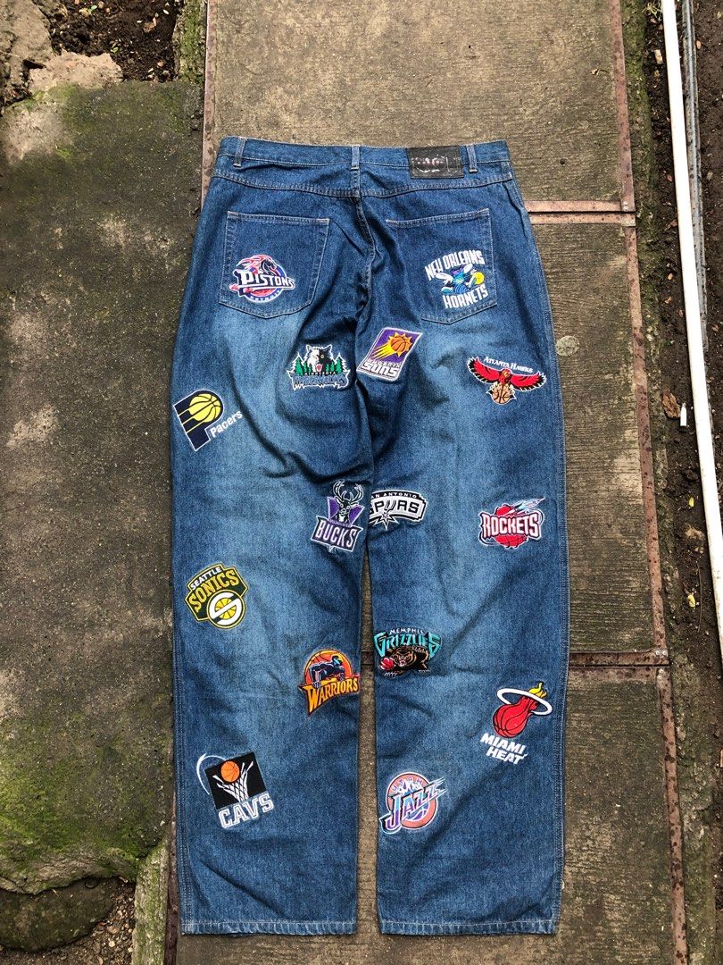 90s MENS UNK NBA BASKETBALL JEANS EMBROIDERED TEAM LOGOS, Women's ...