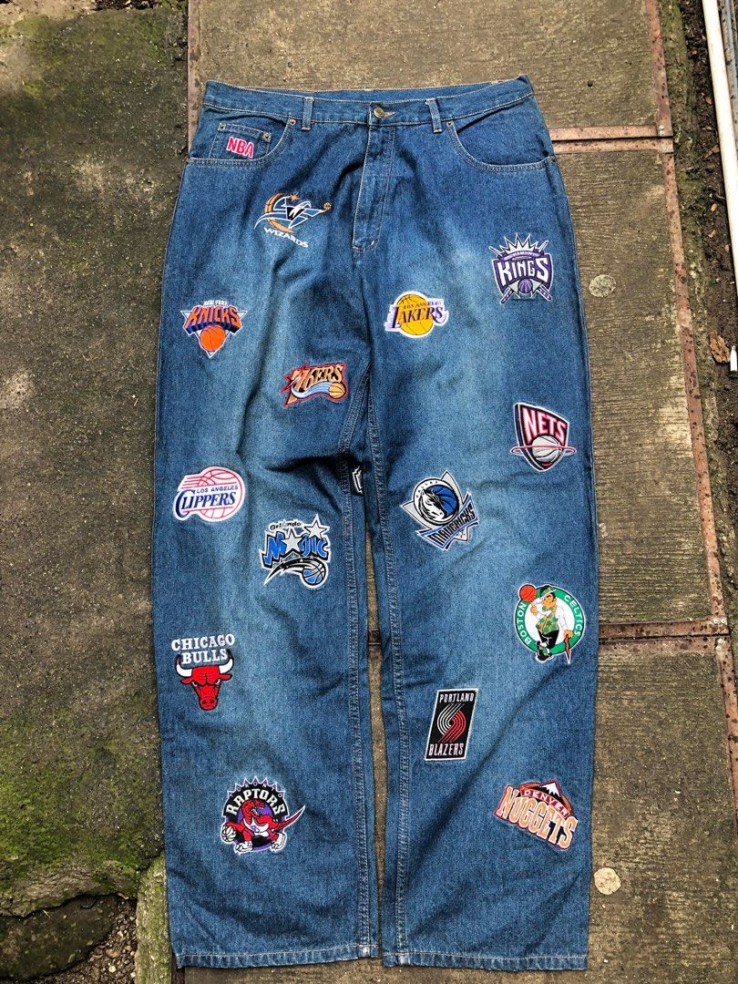 90s MENS UNK NBA BASKETBALL JEANS EMBROIDERED TEAM LOGOS, Women's ...