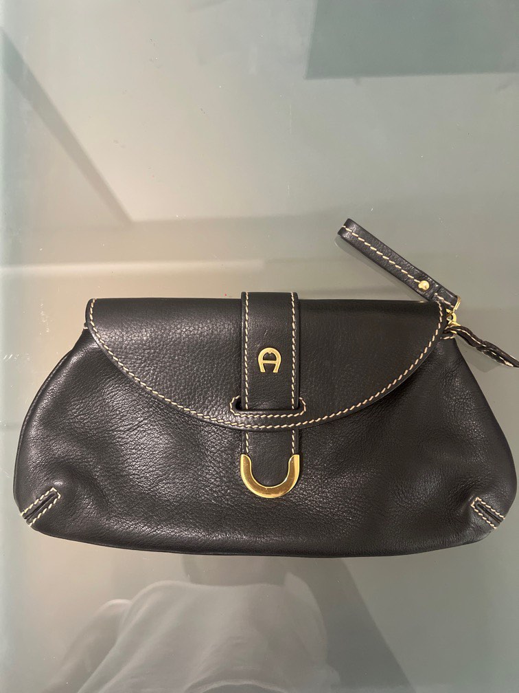 Authentic Aigner hand clutch with gold hardware, Luxury, Bags & Wallets ...