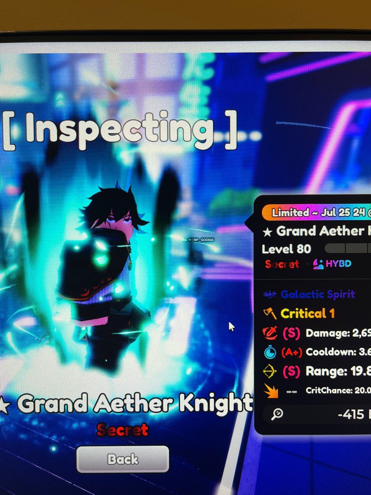 Anime defenders | Grand Aether Knight | Level 80 | SAS Stats, Video ...