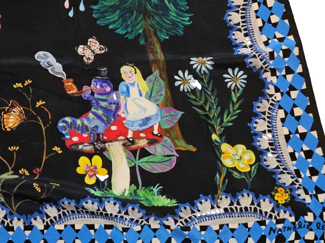 AUTHENTIC NATALIE LETE LIMITED EDITION ALICE IN WONDERLAND 98CM SILK ...