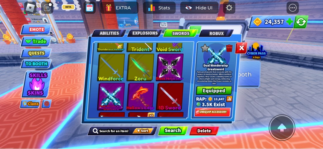 Blade ball 刀刃球 Dual wonderwisp greatsword set (without explosion), 電子遊戲 ...