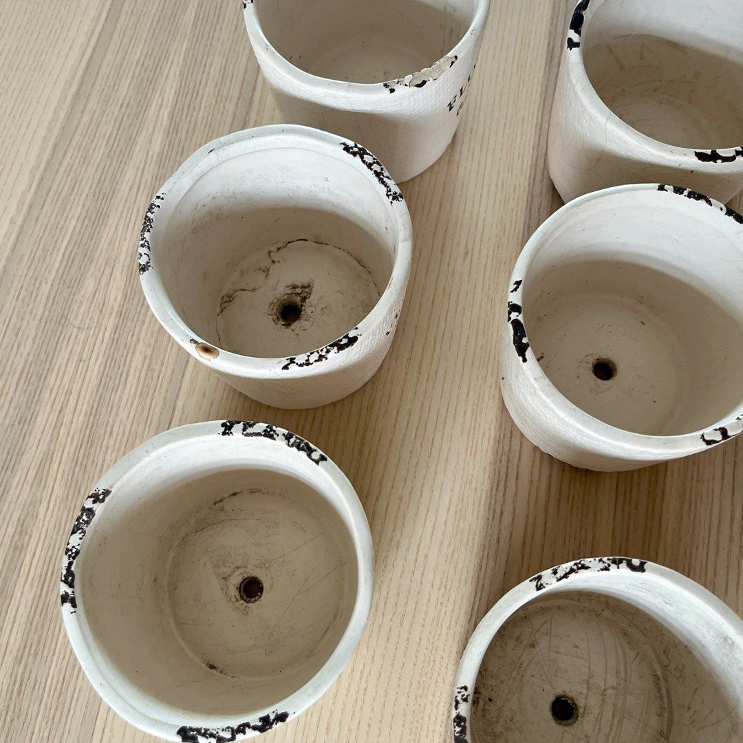 Daiso rustic plant pots / small planters, Furniture & Home Living ...