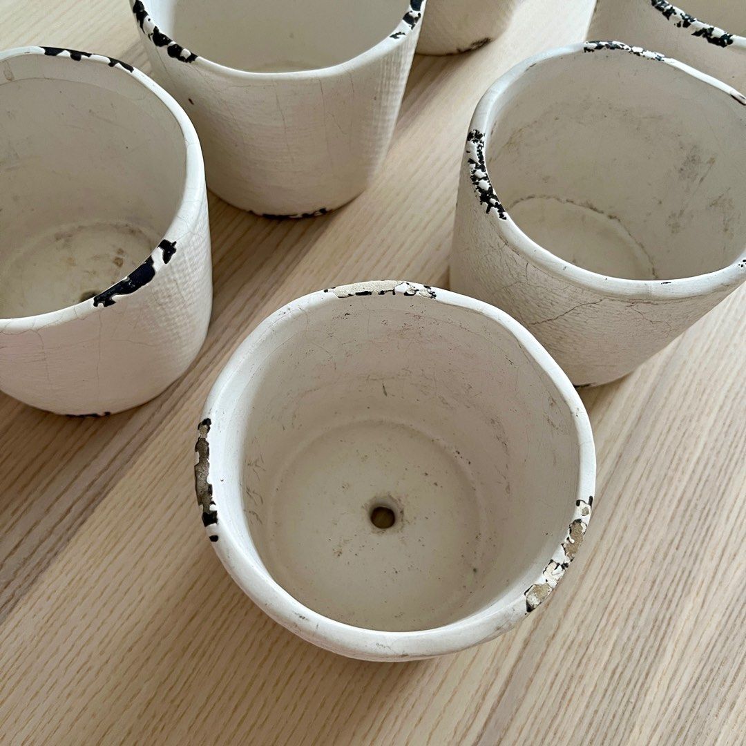 Daiso rustic plant pots / small planters, Furniture & Home Living ...