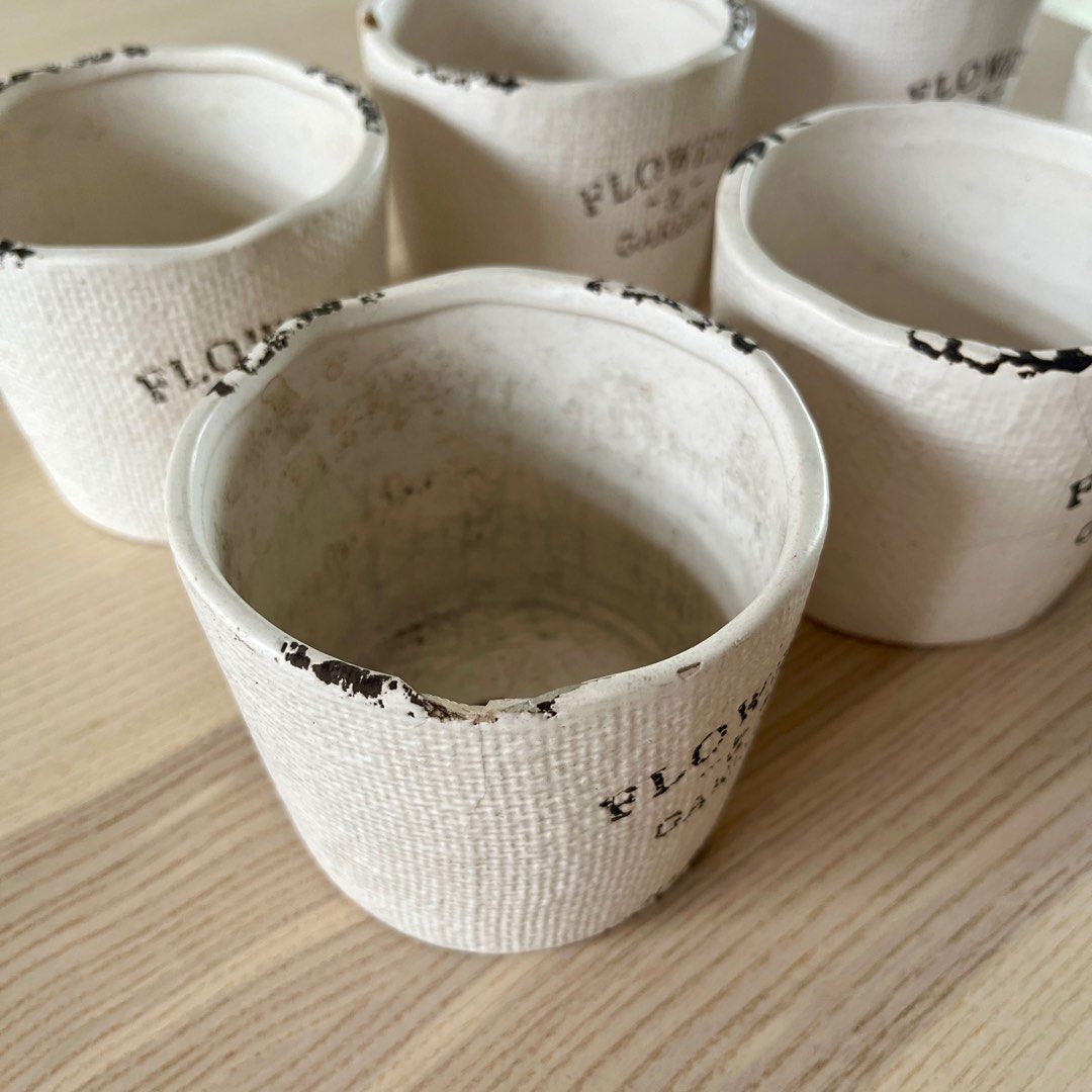 Daiso rustic plant pots / small planters, Furniture & Home Living ...