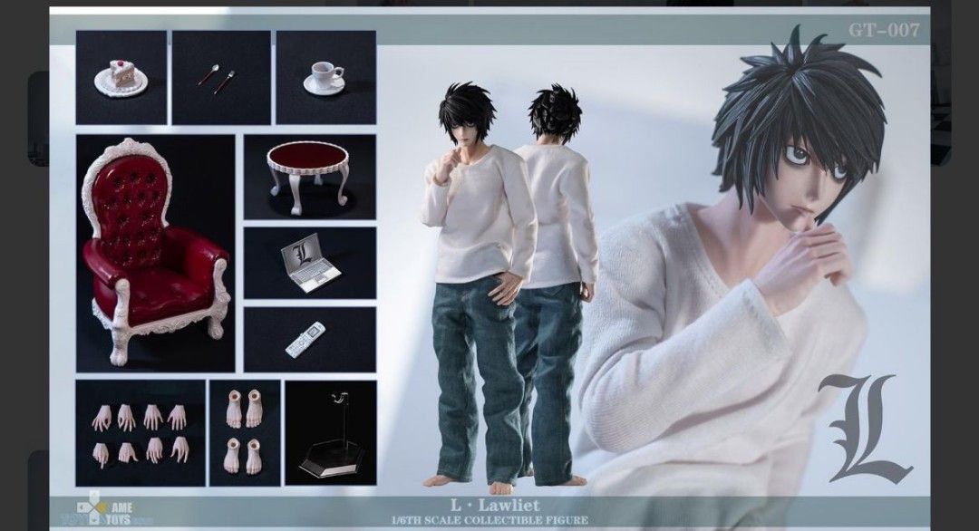 GAMETOYS 1/6 GT-007UP DEATH NOTE L·Lawliet L PVC Action Figure, Hobbies ...