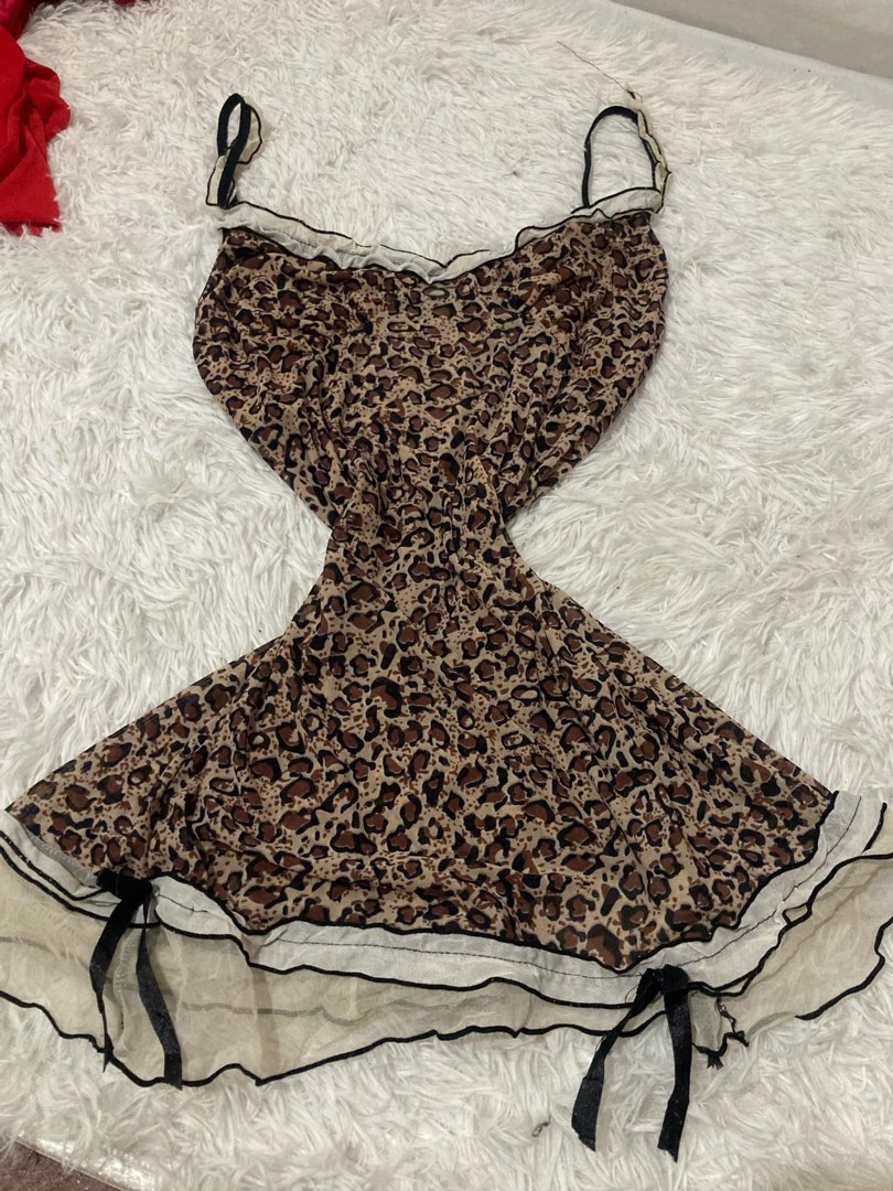 Leopard Animal Print y2k Dress, Women's Fashion, Dresses & Sets ...