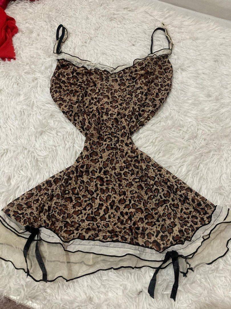 Leopard Animal Print y2k Dress, Women's Fashion, Dresses & Sets ...