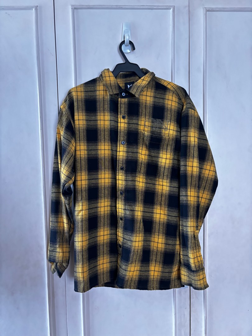 OFFICIAL BTS Yellow and Black Flannel, Women's Fashion, Tops ...