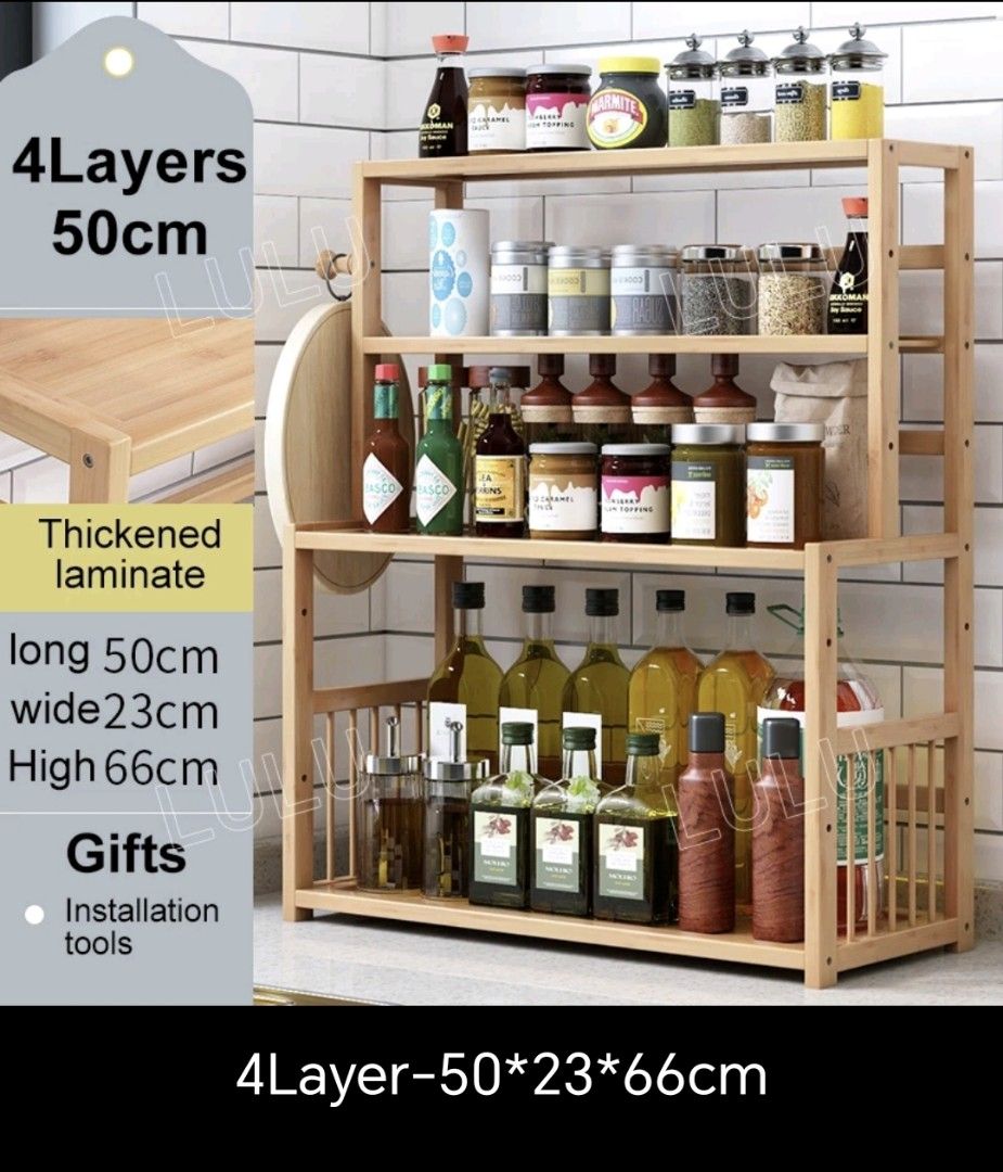 Rak Dapur Kayu 4 Layer, Furniture & Home Living, Bathroom & Kitchen ...