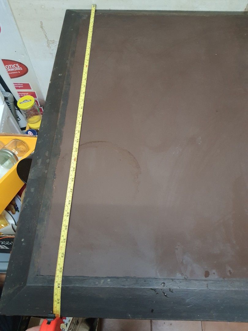 Solid Thick Wood Square Table with Metal Leg, Furniture & Home Living ...