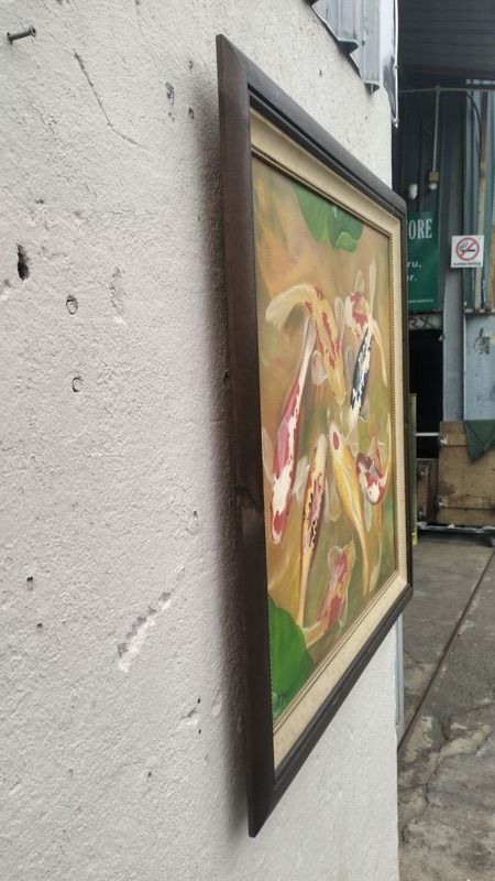 YB38AA Lukisan Hiasan Ikan 9 Koi Fish Oil Painting Feng Shui Art With ...