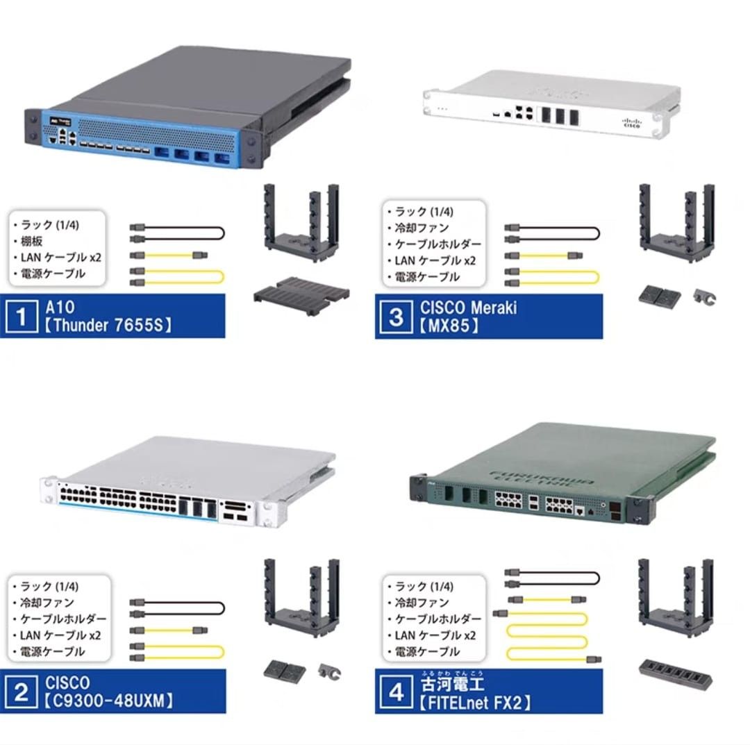 1/12 Cisco A10 Dell Fortinet Switch Server Rack Set Detailed Miniatures ...