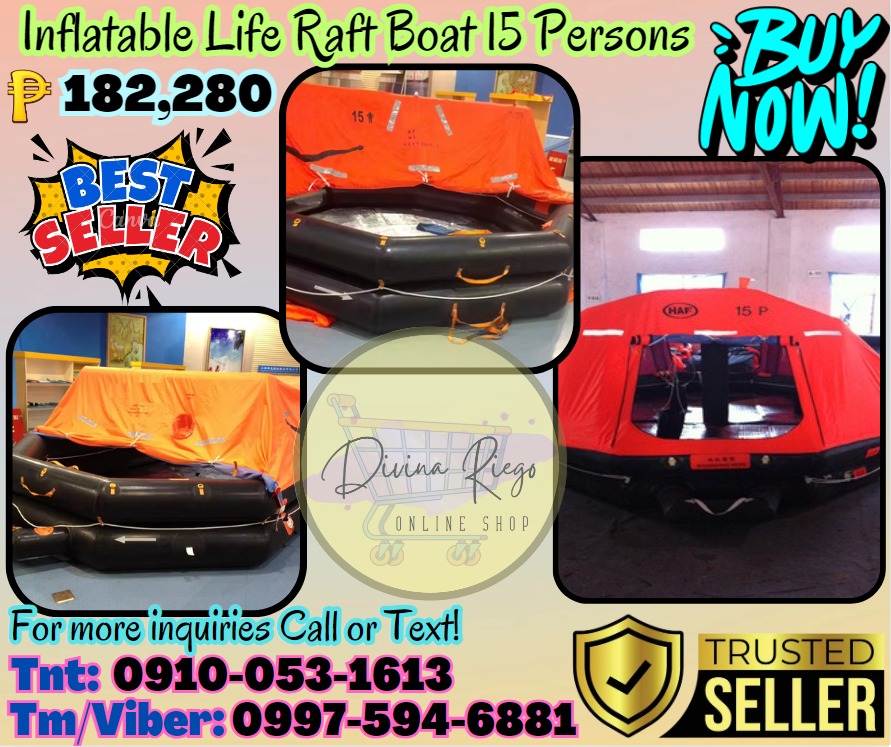 15 Persons Capacity Inflatable Life Raft Boat, Sports Equipment, Sports ...