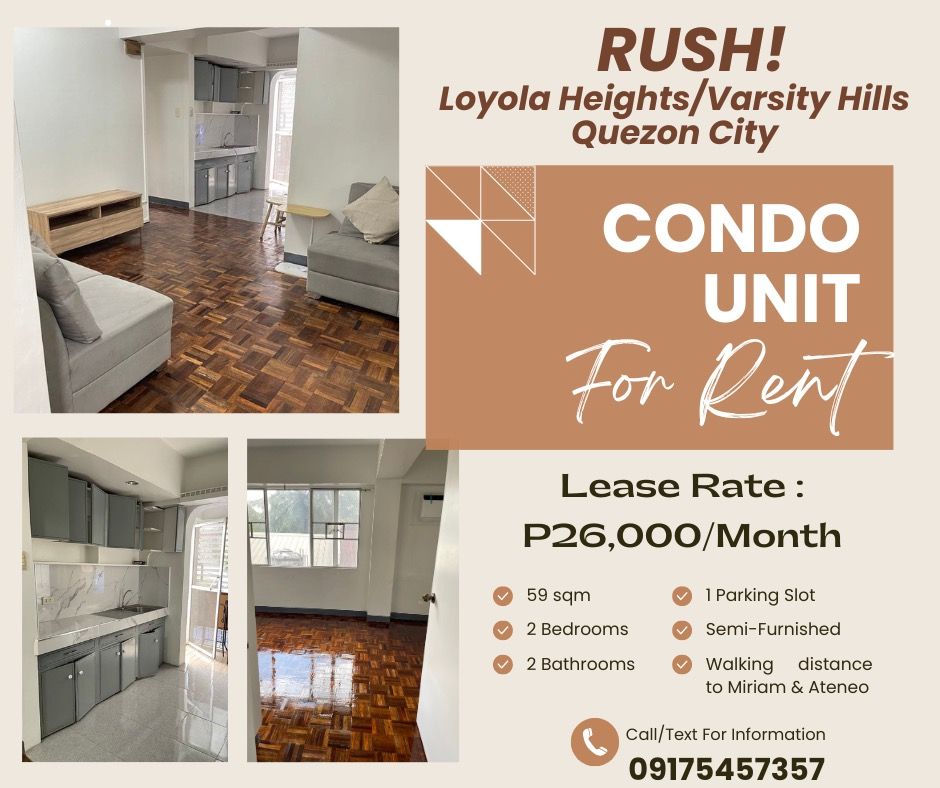 1Br Condo Unit For Rent Loyola Heights Varsity Hills Quezon City ...
