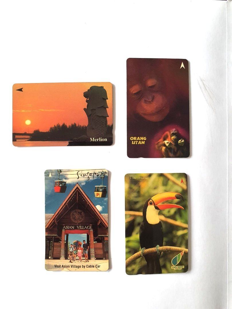 4 Vintage Phone Cards Singtel Calling Card Attractions of Singapore ...