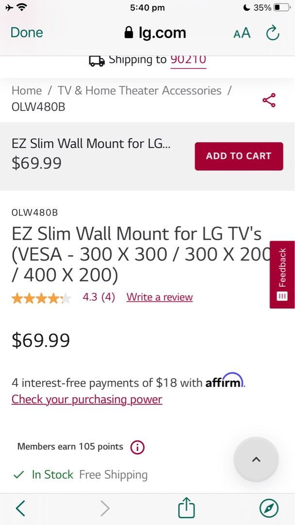 全新 LG 原裝 韓國製造 電視 超薄 掛牆架 EZ Slim TV wall mount (Made in Korea) Model ...