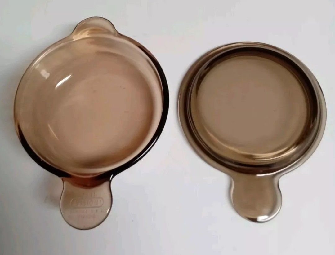 Authentic Vintage Pyrex Visions Round Shape Thick Glass Amber Heat n ...