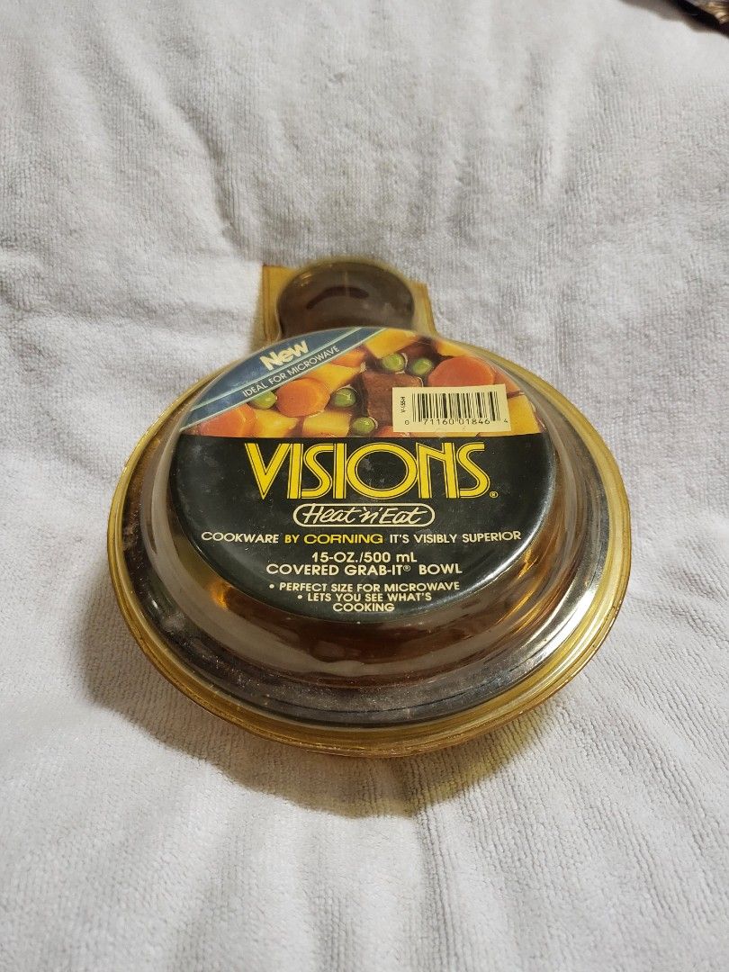 Authentic Vintage Pyrex Visions Round Shape Thick Glass Amber Heat n ...