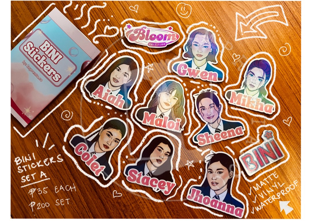 BINI THEMED STICKERS/MAGNETS, Hobbies & Toys, Stationary & Craft, Art ...