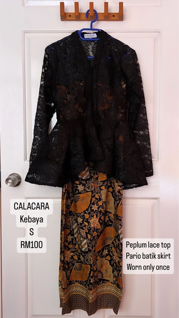 Calacara Black Kebaya, Women's Fashion, Muslimah Fashion, Baju Kurung ...