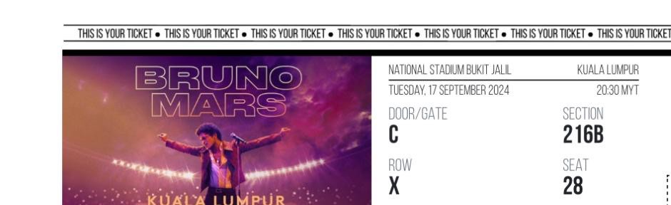 WTS CAT 3 Bruno Mars concert ticket, Tickets & Vouchers, Event Tickets ...