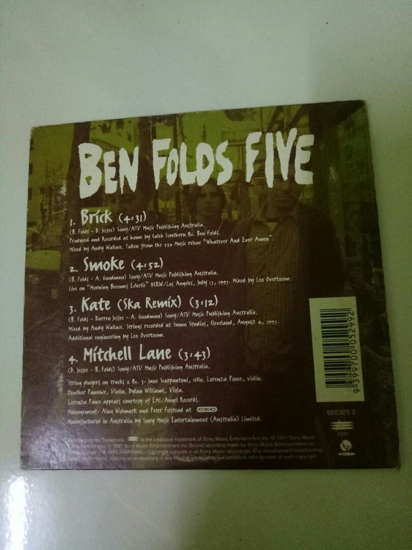 CD ben folds five-bricks, Hobbies & Toys, Music & Media, CDs & DVDs on Carousell