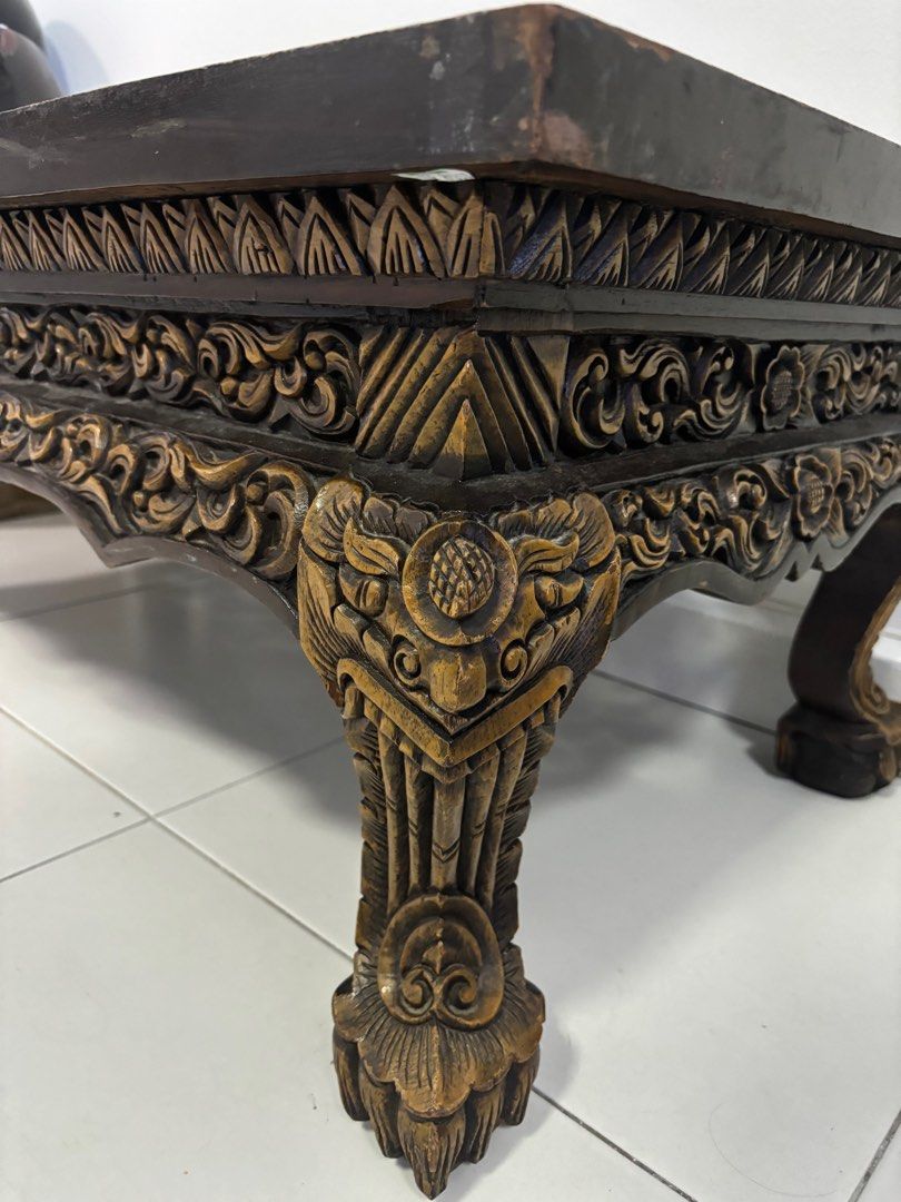 classic vintage antique carved wooden coffee table meja ukiran antik ...