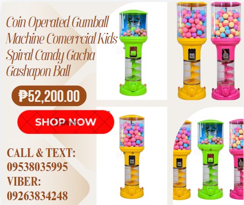 Coin Operated Gumball Machine Comerrcial Kids Spiral Candy Gacha ...