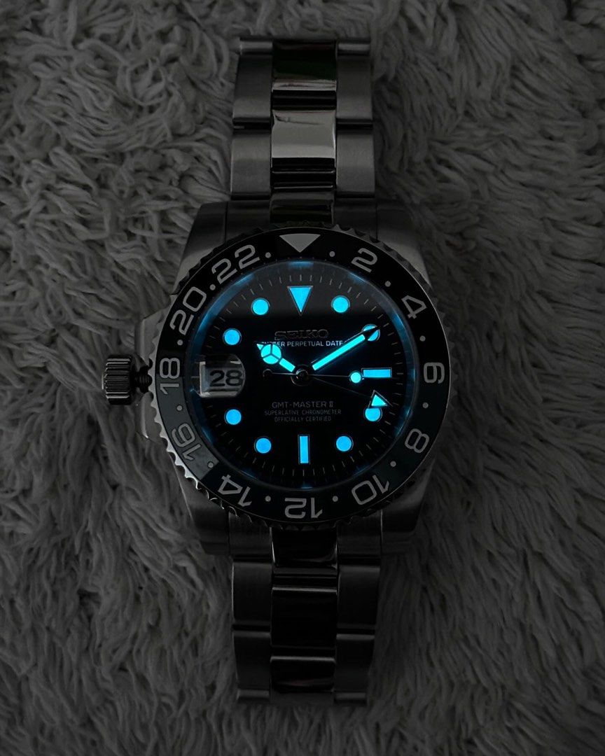 Custom Seiko Mod 40mm Lefty Sprite GMT-Master II on Oyster Bracelet ...