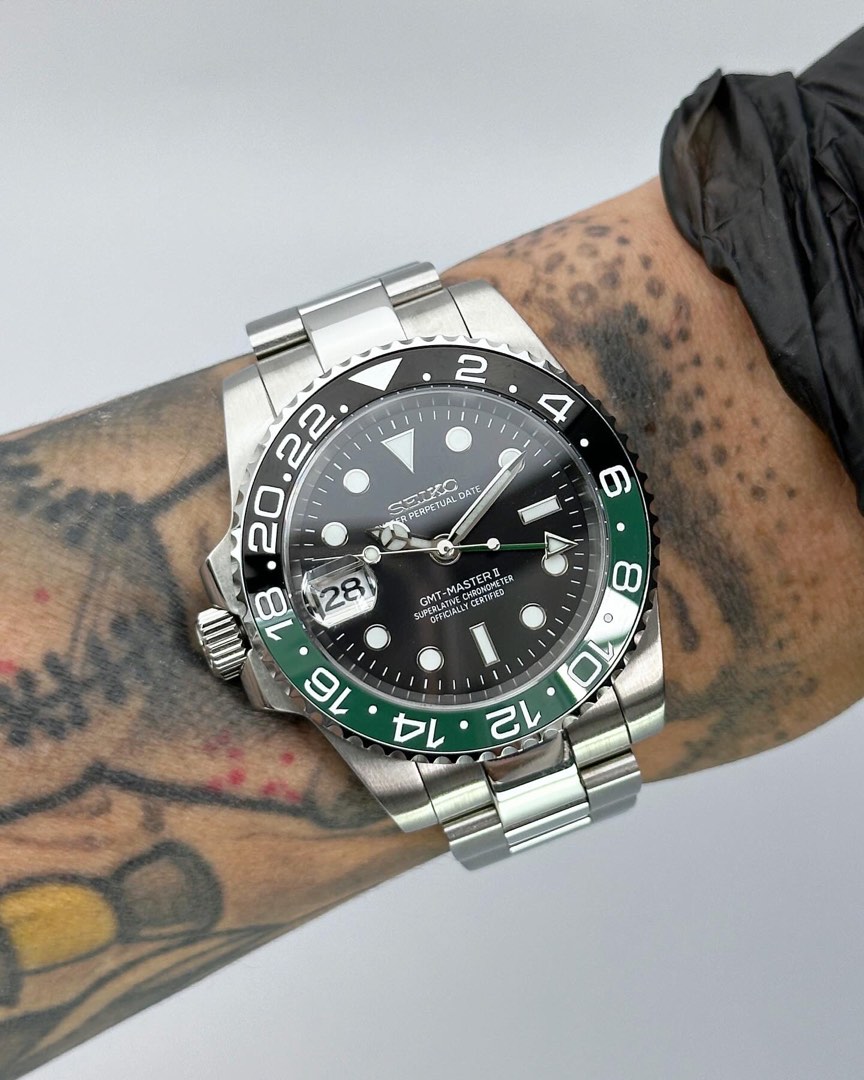 Custom Seiko Mod 40mm Lefty Sprite GMT-Master II on Oyster Bracelet ...