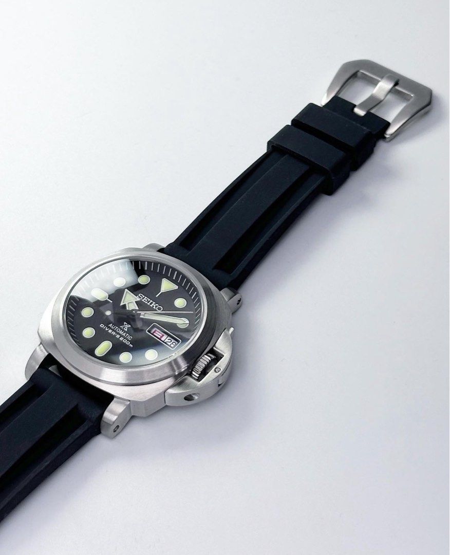 Custom Seiko Mod 40mm PAM Black Day-Date Submersible w/ Sapphire Glass ...