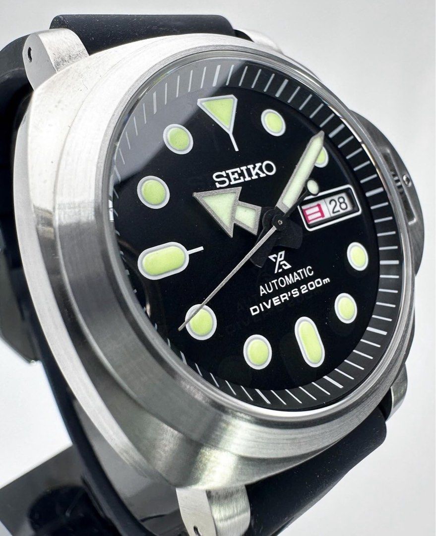 Custom Seiko Mod 40mm PAM Black Day-Date Submersible w/ Sapphire Glass ...