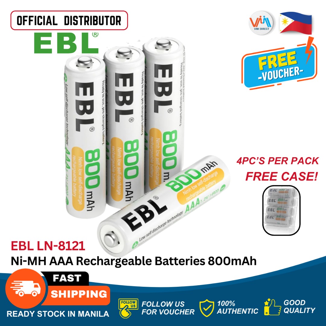 EBL LN-8121 800mAh 1.2v AAA Battery Ni-MH Rechargeable Batteries for ...