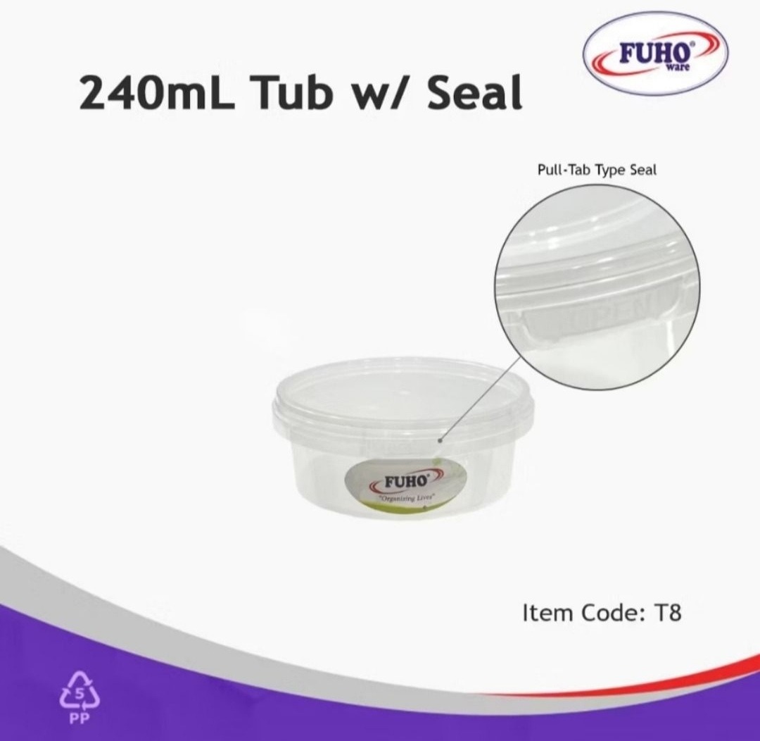 FUHO 1pc. Clear Plastic Food Bucket with Lid Sizes T8 - 8oz (236ml ...