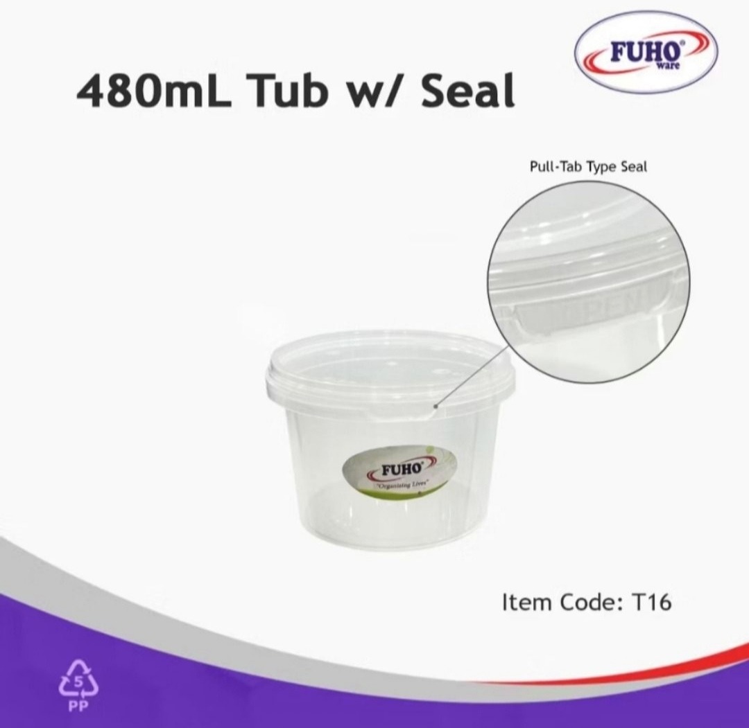 FUHO 1pc. Clear Plastic Food Bucket with Lid Sizes T16 - 16oz (470ml ...