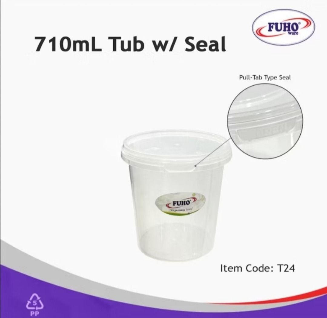 FUHO 1pc. Clear Plastic Food Bucket with Lid Sizes T24 - 24 oz, Food ...