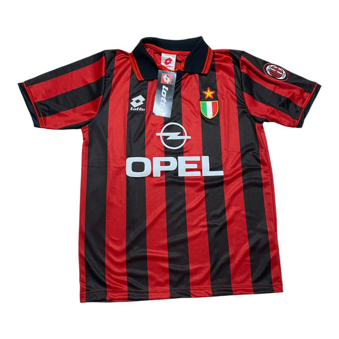 Jersey bola ac milan klasik retro vintage th 96-97, Fesyen Pria ...