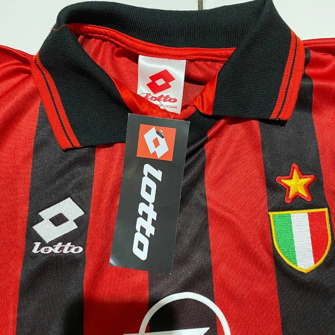 Jersey bola ac milan klasik retro vintage th 96-97, Fesyen Pria ...