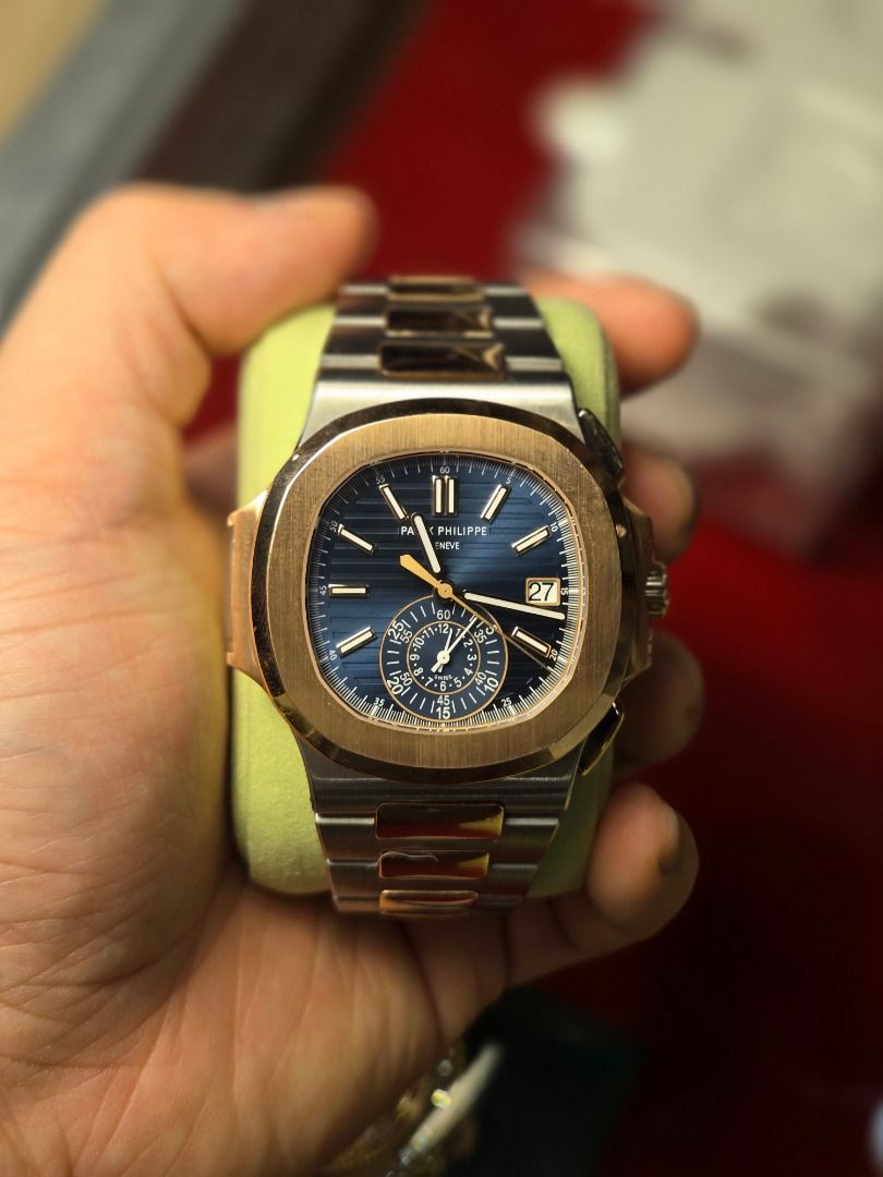 Patek Philippe 5980/1AR Chronograph Rose Gold Two Tone Blue Dial 5980 ...
