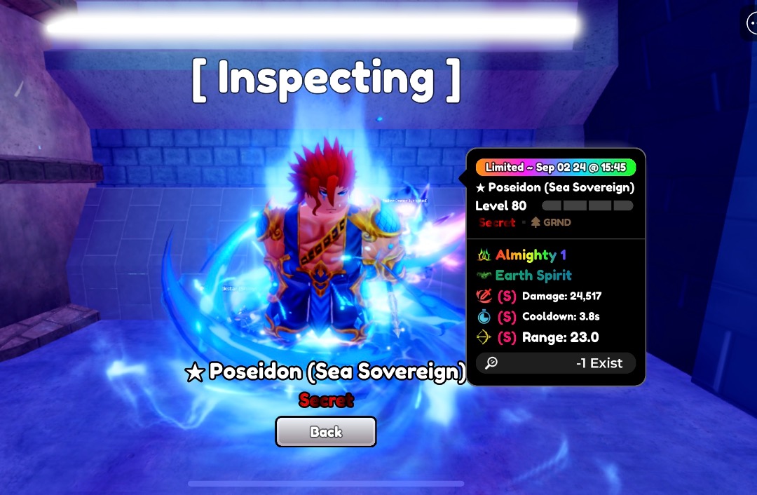 Poseidon Evolved Almighty S+S+S Stats | Anime Defender, Video Gaming ...