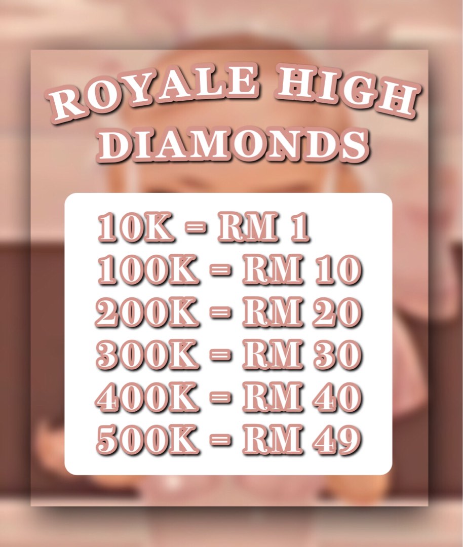 READYSTOCK |10K DIAMOND = RM1 | Cheap Royale High Diamond Roblox, Video ...