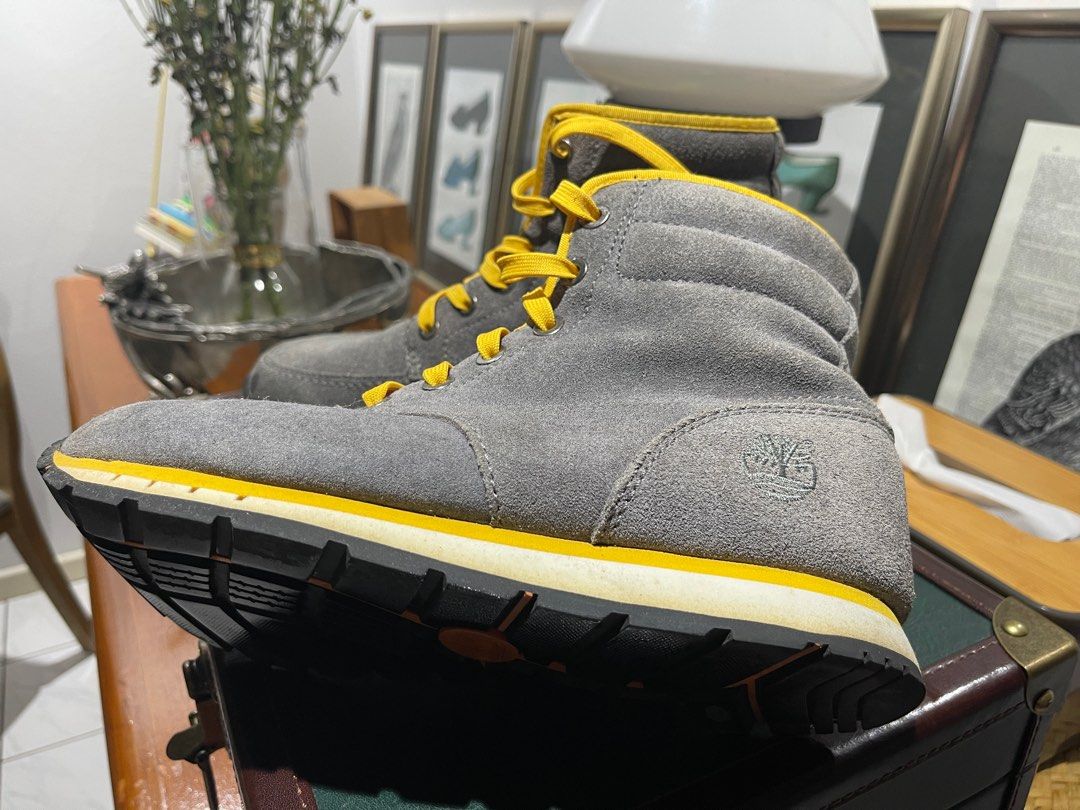 Timberland earthkeeper high cut gray suede with yellow inner and lace ...
