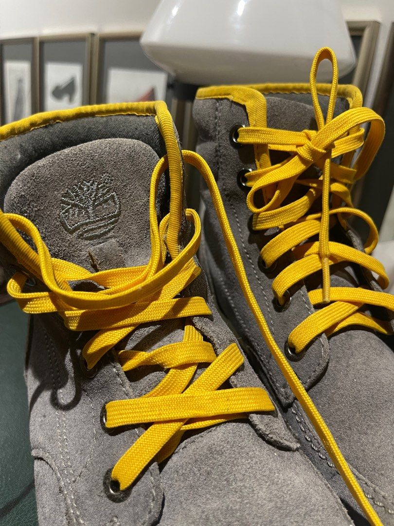 Timberland earthkeeper high cut gray suede with yellow inner and lace ...