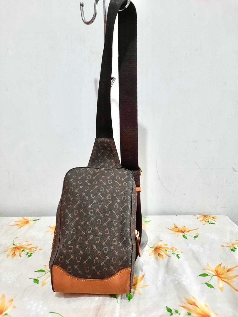 WHY INTERNATIONAL leather /vinyl monogram chestbag bodybag, Hobbies ...