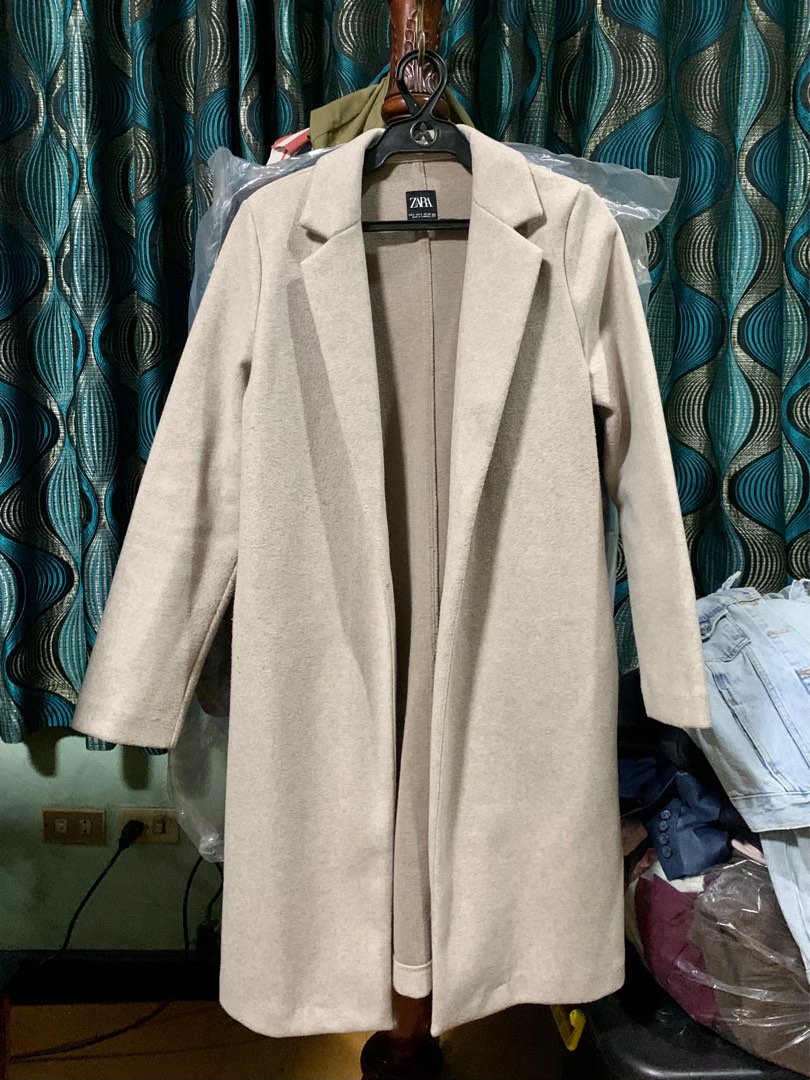 Zara Oat Beige Fall/Autumn Wool Coat, Women's Fashion, Coats, Jackets ...